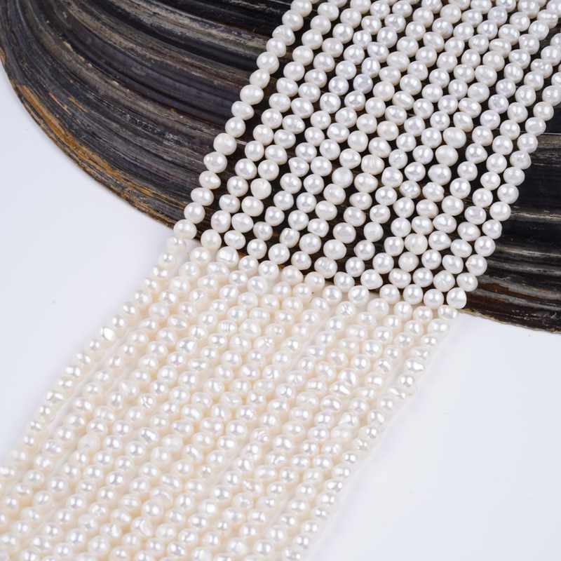 Wholesale 5-6mm Potato Shape Natural White Color Freshwater Pearls ...